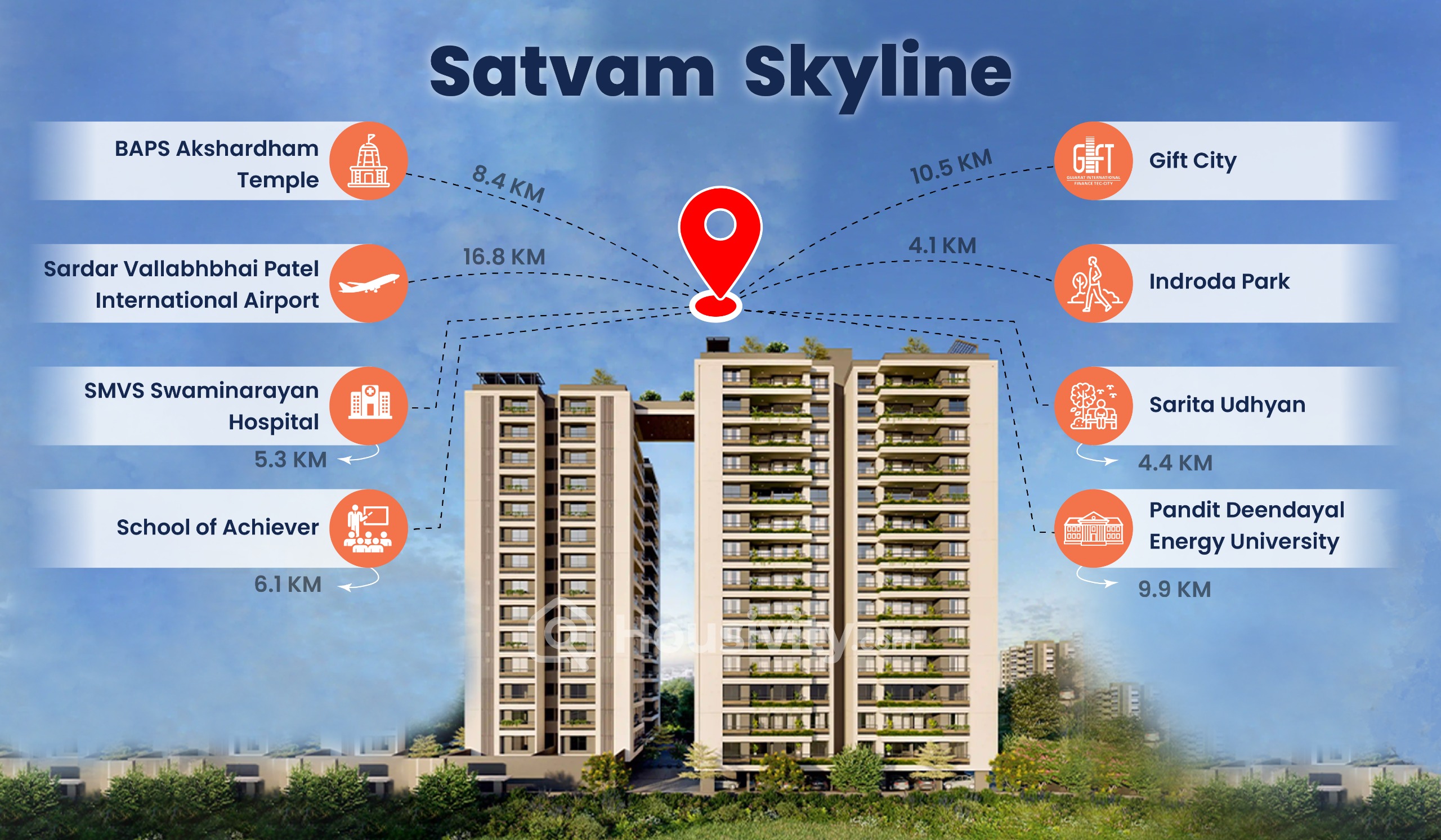 Satvam Skyline: Luxurious 3 BHK Flats in Sargasan, Gandhinagar